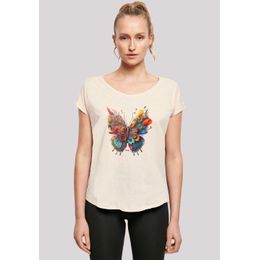 F4NT4STIC Damen T-Shirt "Schmetterling Blumen", beige, Gr. S, Obermaterial: 100% Baumwolle, Shirts, Print
