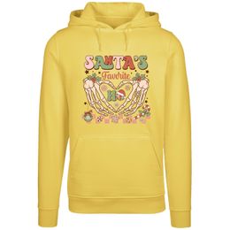 F4NT4STIC Damen Kapuzenpullover "Santas favorite Ho Ho Ho Christmas", gelb, Gr. S, Obermaterial: 65% Baumwolle, 35% Polyester, Pullover, Premium