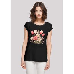 F4NT4STIC Damen T-Shirt "Rosa wei&szlig;er Fr&uuml;hlingsblumenstrau&szlig;", schwarz, Gr. XS, Obermaterial: 100% Baumwolle, Shirts, Premium Qualit&auml;t