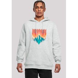 F4NT4STIC Herren Kapuzenpullover "Berg Sonnenuntergang Geometrisch", grau, Gr. XS, Obermaterial: 65% Baumwolle, 35% Polyester, Pullover, Premium
