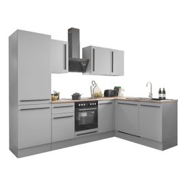 Winkelk&uuml;che, B:280cm H:211cm T:60cm, grau, BASIC BY BALCULINA, Komplettk&uuml;chen-Sets, "Denver, K&uuml;che BxHxT 280/115 x 211 x 60", Breite 280 cm,
