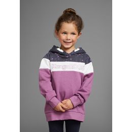Kangaroos M&auml;dchen Kapuzensweatshirt "Colorblocking", lila, Gr. 140, bedruckt, colorblocking, angeraute Sweatware, Obermaterial: 60% Baumwolle, 40%
