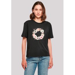 F4NT4STIC Damen T-Shirt "Rosa Blumenkranz", schwarz, Gr. XL, Obermaterial: 100% Baumwolle, Shirts, Premium Qualität
