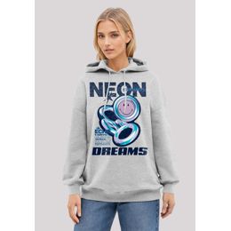 F4NT4STIC Damen Kapuzenpullover "Smiley Originals Neon Dreams Rave Wear", grau, Gr. XS, Obermaterial: 80% Baumwolle, 20% Polyester, Pullover, Premium