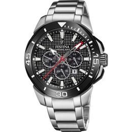 Festina Herren Chronograph "Chrono Bike", silber, Armbanduhren, Armbanduhr, Quarzuhr, Herrenuhr, Stoppfunktion, Edelstahlarmband
