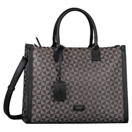 Gabor Damen Shopper "Barina", schwarz, Polyurethan, Rautenmuster, bedruckt, beschichtet, colorblocking, gemustert, kontrastfarbene Details,