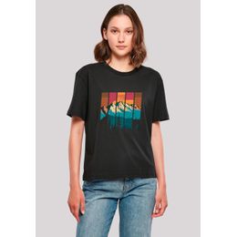 F4NT4STIC Damen T-Shirt "Berg Sonnenuntergang Retro", schwarz, Gr. M, Obermaterial: 100% Baumwolle, Shirts, Premium Qualität