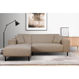 Ecksofa Home Affaire, B:235cm H:81cm T:163cm, grau, 100% Polyester, Wohnzimmer, Sofas, "ARROS L-Form mit Wellenunterfederung, Maße B/T/H: 235/163/81