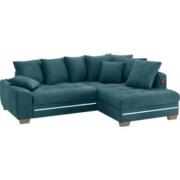 Ecksofa MR. COUCH, B:243cm H:88cm T:190cm, blau, Memphis (Grundgewebe - 100% Polyester; Nutzschicht- 90% Polyester / 10% Polyamide), Wohnzimmer,