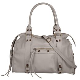 FORTY Damen Shopper, grau, Leder, leicht glänzend, unifarben, Taschen, echt Leder, Made in Italy