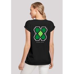 F4NT4STIC Damen T-Shirt "Silvester Happy New Year Pixel Kleeblatt", schwarz, Gr. 4XL, Obermaterial: 100% Baumwolle, Shirts, Print