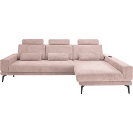 Ecksofa, B:293cm H:83cm T:180cm, rosa, SET ONE BY Musterring, 100% Polyester, Wohnzimmer, Sofas, "SO 3600, inkl motor. Sitztiefenverstellung,