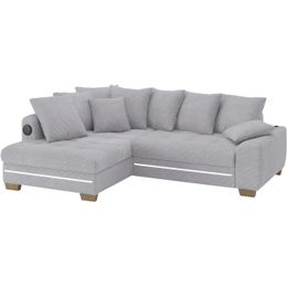 Ecksofa MR. COUCH, B:243cm H:88cm T:190cm, grau, Stripes (92% Polyester / 8% Nylon), Wohnzimmer, Sofas, "Nikita II, L-Form", RGB-LED,