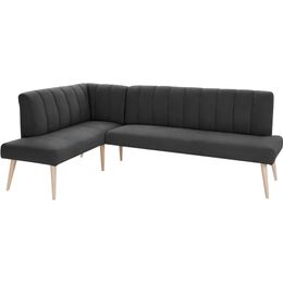 Eckbank, B:157cm H:92cm T:245cm, schwarz, exxpo - SOFA FASHION, Webvelour: 100% Polyester, Küche, Sitzbänke, "Costa, moderne Rückensteppung, bequem