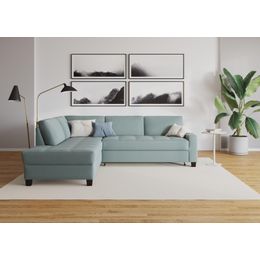 Ecksofa DOMO collection, B:243cm H:84cm T:209cm, blau, Struktur fein (100% Polyester);Luxus-Microfaser (100% Polyester);Luxus-Microfaser in