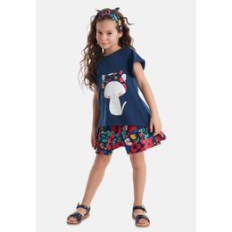 DENOKIDS Kinder Hausanzug "Cat & Flowers", Gr. 122, blau, 95% Baumwolle;5% Elasthan, bedruckt, Homewear-Sets, mit Katzen-Print