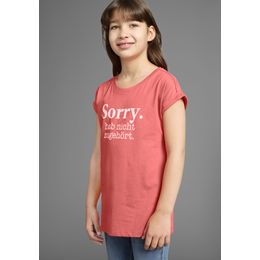 Kidsworld Mädchen T-Shirt "Sorry. hab nicht zugehört.", orange, Gr. 164, bedruckt, Single Jersey, Obermaterial: 100% Baumwolle, Shirts, Kurzarm,