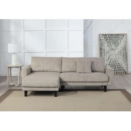 Ecksofa, B:234cm H:85cm T:132cm, grau, ATLANTIC HOME COLLECTION, 100% PES, Wohnzimmer, Sofas, "Leonid L-Form", mit Schlaffunktion und Bettkasten