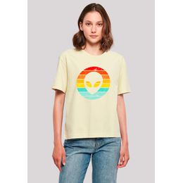 F4NT4STIC Damen T-Shirt "Alien Retro Sonnenuntergang", gelb, Gr. L, Obermaterial: 100% Baumwolle, Shirts, Premium Qualität