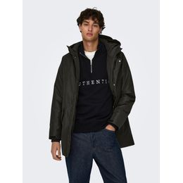 Only & Sons ONLY & SONS Herren Outdoorjacke "ONSCARL LIFE PARKA OTW", grau, Gr. M, unifarben, Web, Obermaterial: 100% Polyester, Jacken