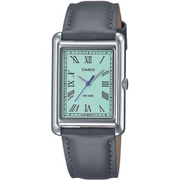 Damen Quarzuhr, grau, CASIO TIMELESS COLLECTION, Armbanduhren, Armbanduhr, Damenuhr, analog, Lederarmband