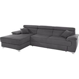 Ecksofa DOMO collection, B:271cm H:78cm T:167cm, braun, Zierkissen: Entsprechend jeweiligem Bezug.;Struktur (100% Polyester);Struktur fein (100%