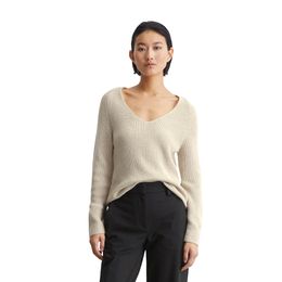 Marc O'Polo MARC O'POLO Damen Strickpullover "aus Organic Cotton-Qualität", beige, Gr. L, unifarben, Obermaterial: 100% Baumwolle, Pullover