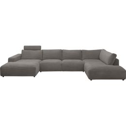 Wohnlandschaft Musterring, B:434cm H:81cm T:204cm, grau, Sofas, "Lucia U-Form", Verschiedene Farben, inkl. Kopfstütze, Gesamtbreite 434 cm