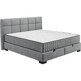Boxbett, B:185cm L:214cm, grau, ED EXCITING DESIGN, 100% Polyester, Komplettbetten, "Nagol", mit Bettkasten, mit Wendematratze, erh&auml;ltlich in