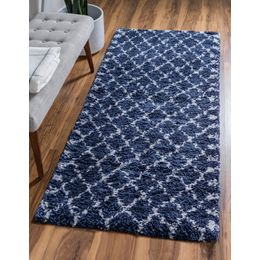 Hochflor-Läufer, B:79cm H:51mm L:183cm, blau, MyFlair MÖBEL & ACCESSOIRES, Polypropylen (PP), Teppiche, "Temara Shag, LAGERRÄUMUNG", Teppich-Läufer,