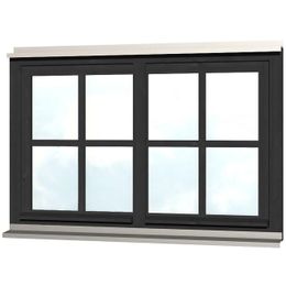 Skan Holz Fenster SKANHOLZ, B:132cm H:82cm, grau, Glas, Massivholz, Fenster, "Doppelfenster", f&uuml;r Carports, 132,4 x 82,1 cm