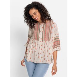 Inspirationen Damen Druckbluse, orange, Gr. 40, bedruckt, gebl&uuml;mt, gemustert, mehrfarbig, 100% Viskose, Blusen