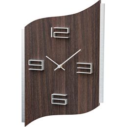 AMS Wanduhr "W9612", B/H/L: 27cm x 4cm x 40cm, silber, Wanduhren, Quarzuhr,Holz,Wohnzimmer,Esszimmer,Küche,Arbeitszimmer,Büro,Flur