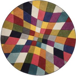 Teppich FLAIR RUGS, H:10mm &Oslash;:160cm, bunt, Polypropylen, Wohnzimmer, Teppiche, "Rhumba", fu&szlig;bodenheizungsgeeignet, geometrisches & buntes Muster,