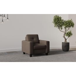 Sessel Places of Style, B:96cm H:91cm T:90cm, braun, 90% Polyester 10% Polyamid, Wohnzimmer, Sessel, "Varese", Kreuznaht in beige