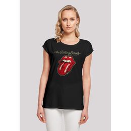 F4NT4STIC Damen T-Shirt "The Rolling Stones Plastered Tongue Washed", schwarz, Gr. XS, Obermaterial: 100% Baumwolle, Shirts, Premium Qualit&auml;t