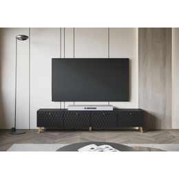 Lowboard Inosign, B:190cm H:39cm T:32cm, schwarz, Wohnzimmer, Sideboards, "PHUKET", TV-Board mit Strukturfront, Breite ca. 190 cm