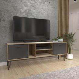 Lowboard FORTE, B:163,1cm H:58cm T:41,5cm, schwarz, Dekorfolie, Spanplatte, Wohnzimmer, Sideboards, "NeyleTV-Board, TV-Schrank", Breite ca. 163 cm