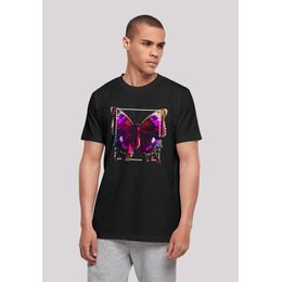 F4NT4STIC Herren T-Shirt "Pink Schmetterling TEE UNISEX", schwarz, Gr. L, Obermaterial: 100% Baumwolle, Shirts, Print