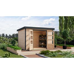 Gartenhaus Karibu, braun, Massivholz, Stahl, Gartenh&auml;user, "Jupiter 4 A", in verschiedenen Farben