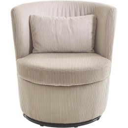Drehsessel, B:70cm H:75cm T:70cm, beige, ATLANTIC HOME COLLECTION, 100% PES, Wohnzimmer, Sessel, "Keno", 360-Grad drehbarer Cordsessel, inkl. einem