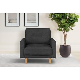 Sessel Home Affaire, B:95cm H:89cm T:100cm, schwarz, 100% Polyester, Wohnzimmer, Sessel, "TRIPLO Relaxsessel mit Wellenunterfederung, Maße B/T/H: