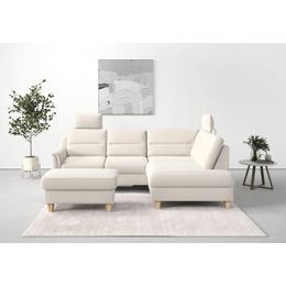 Sit & More Ecksofa SIT & MORE, B:251cm H:90cm T:187cm, beige, Wohnzimmer, Sofas, "Farö L-Form", inklusive Federkern, wahlweise mit Bettfunktion und Bettkasten