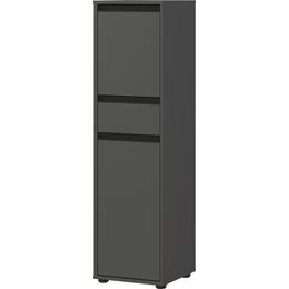 Midischrank Germania, B:33cm H:121cm T:34cm, grau, Spanplatte, Badezimmer, Schr&auml;nke, "Lemont", mit T&uuml;r- und Schubladend&auml;mpfung