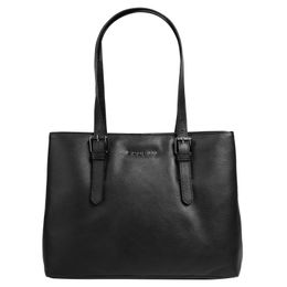 Bugatti Damen Henkeltasche "BELLA", schwarz, Leder, leicht glänzend, unifarben, Taschen, echt Leder