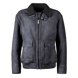 Mustang Damen Lederjacke "31022235", grau, Gr. M, Obermaterial: 100% Lammleder; Fellimitat: 100% Polyester; Taschenfutter: 100% Baumwolle, Jacken