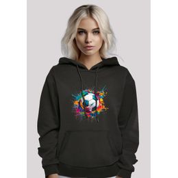 F4NT4STIC Damen Kapuzenpullover "Bunte Fu&szlig;ball Grafik", schwarz, Gr. S, Obermaterial: 65% Baumwolle, 35% Polyester, Pullover, Premium Qualit&auml;t