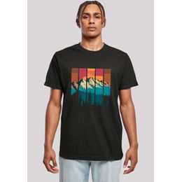 F4NT4STIC Herren T-Shirt "Berg Sonnenuntergang Retro", schwarz, Gr. XXL, Obermaterial: 100% Baumwolle, Shirts, Premium Qualität