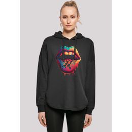 F4NT4STIC Damen Kapuzenpullover "Drooling Lips OVERSIZE HOODIE", schwarz, Gr. XS, Obermaterial: 100% Baumwolle, Pullover, Print