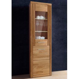 Vitrine Home Affaire, braun, Holz teilmassiv, Schränke, "Logo,180cm hoch,42 cm tief,Fronten Massivholz,5Fächer,Böden variabel", Korpus